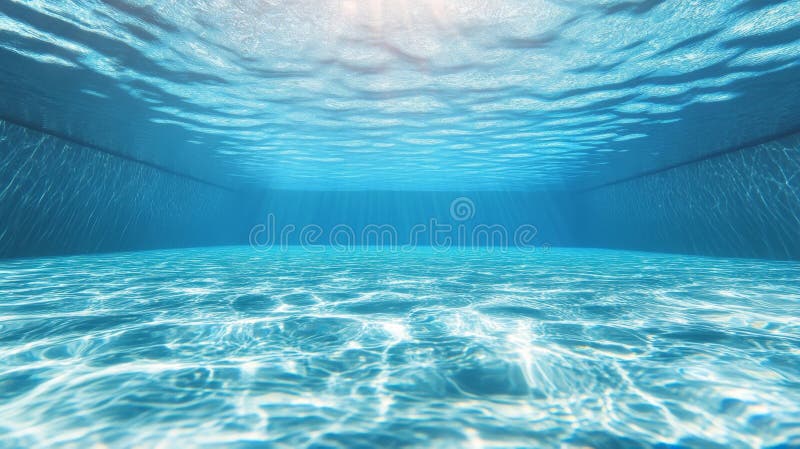 Serene Underwater View of Calm Pool with Sunlit Ripples and Reflections ...