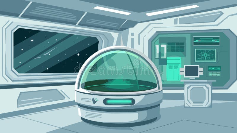 Futuristic Space Laboratory Interior with Observation Dome Stock Vector ...