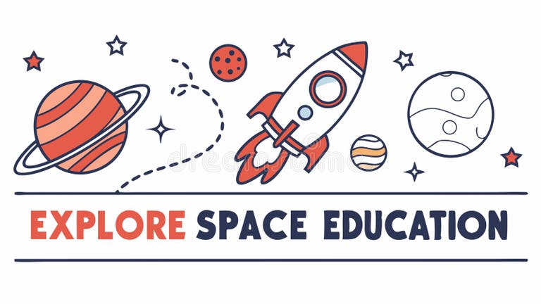 Explore Space Education Astronomy, Rockets, and Celestial Learning, Vector Design Generative AI ...
