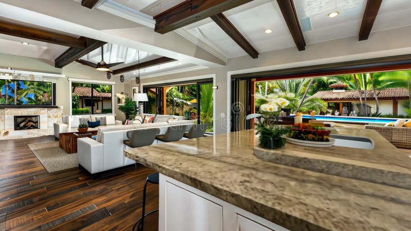 Explore a Spacious Living Area Featuring a Stylish Kitchen and a ...