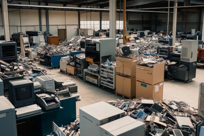 A Cluttered Warehouse Filled with Old Electronics and Discarded ...