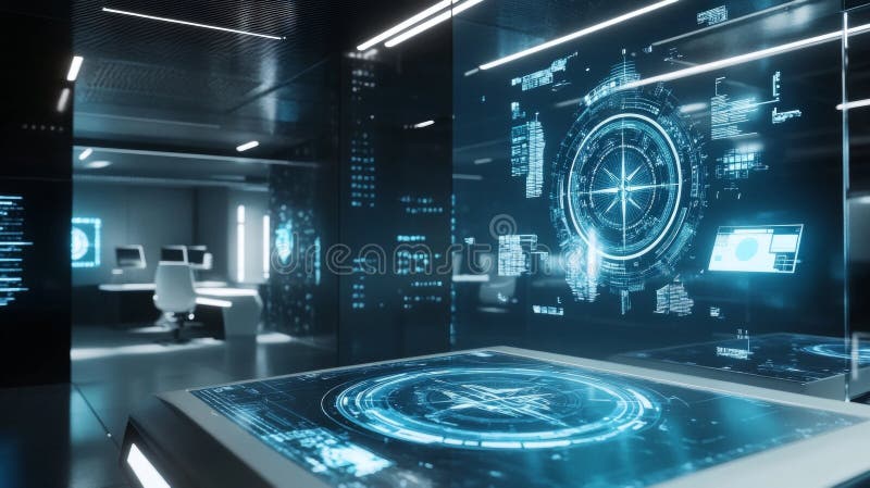 Futuristic Control Room with a High-tech Interface. this Modern Space ...