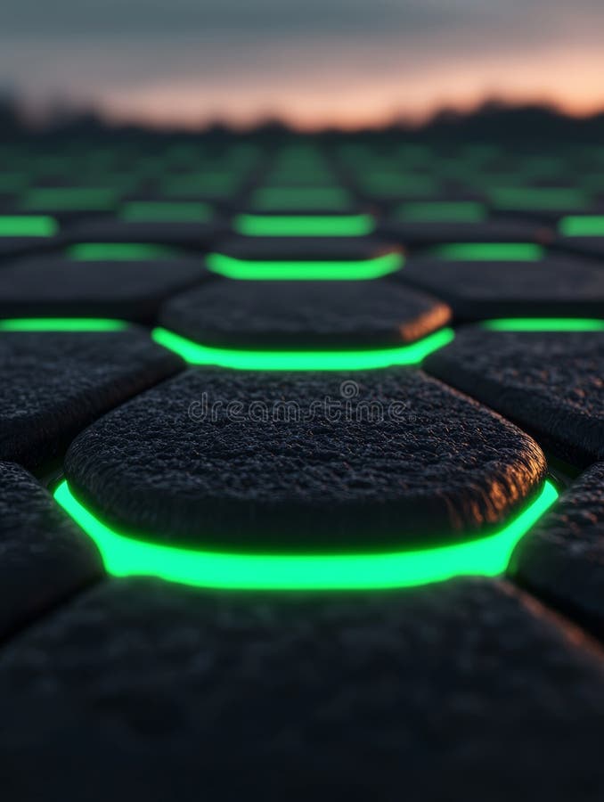 Futuristic Green Digital Ecosystem with Merging Elements in Hexagonal ...