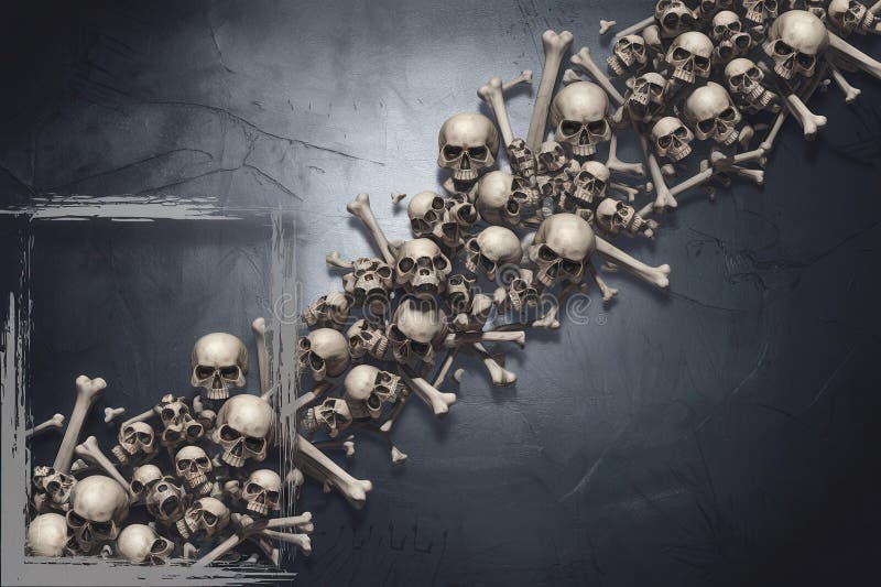 Gothic Skull Bone Illustration - Dark Macabre Art Halloween Decorations ...