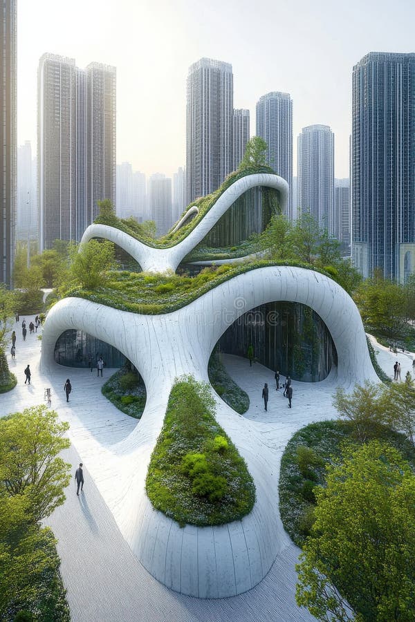 Futuristic Urban Park Design with Innovative Green Architecture in a ...