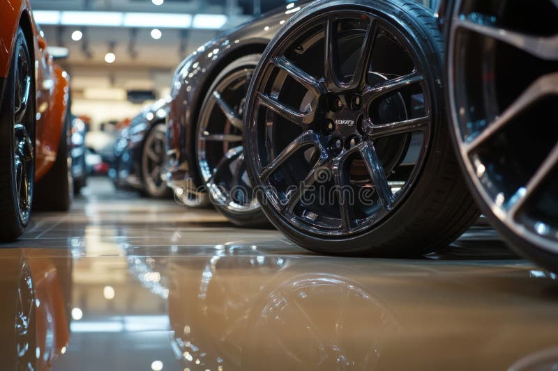 Diverse Car Wheels Showcase Stock Illustration - Illustration of parts ...