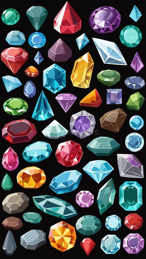 A Collection of Gemstone Images Cartoon Drawing Artwork Vector Ai ...