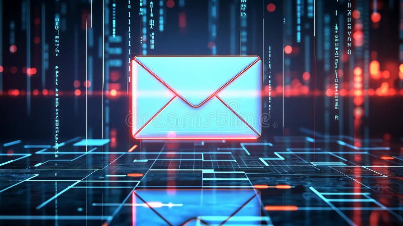 Futuristic Digital Email Concept Featuring a Glowing Envelope Combined ...