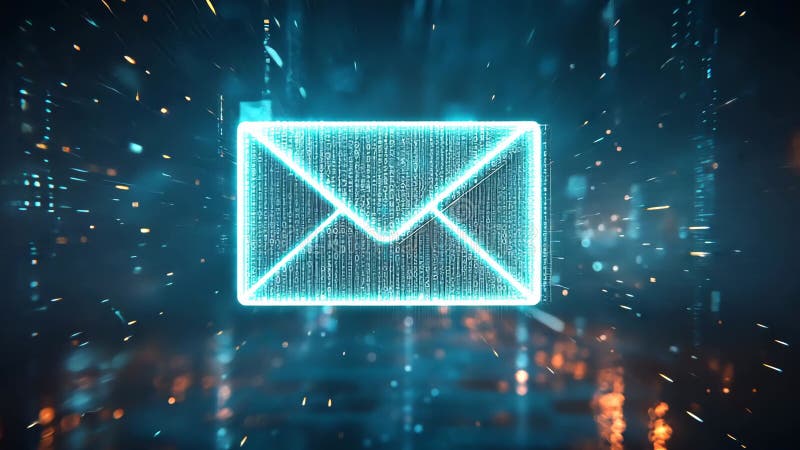 Futuristic Digital Email Concept Featuring a Glowing Envelope Combined ...