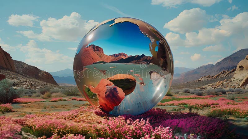Giant Reflective Globe in Vibrant Mountain Landscape Showcases Nature S ...