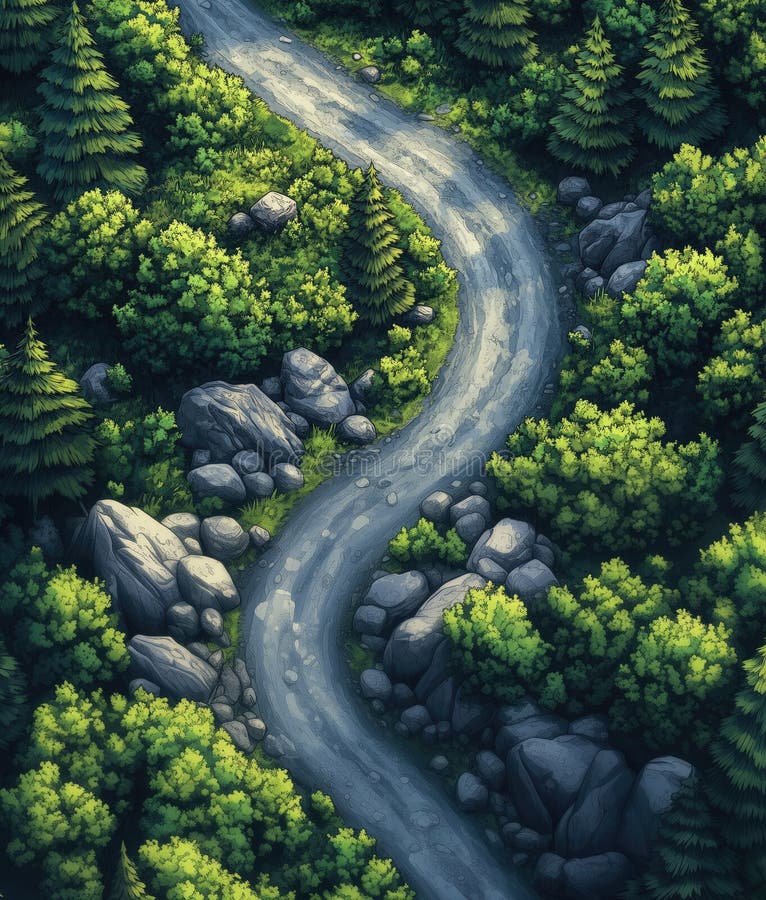 Mountain Forest Path RPG Map - Wilderness Valley Road Battlemap for ...