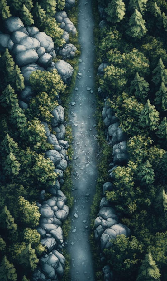 Mountain Forest Path RPG Map - Wilderness Valley Road Battlemap for ...