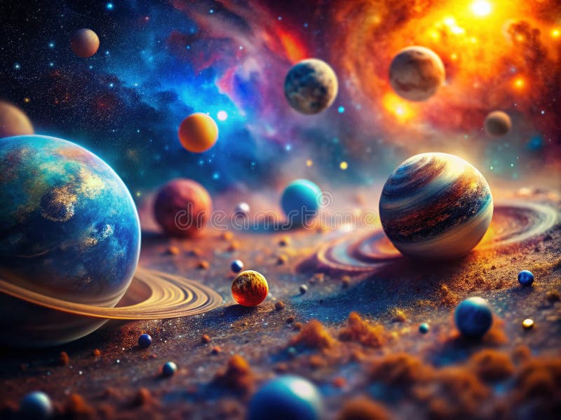 Explore a Stunning TiltShift Cosmic Landscape Vibrant Planets Deep ...