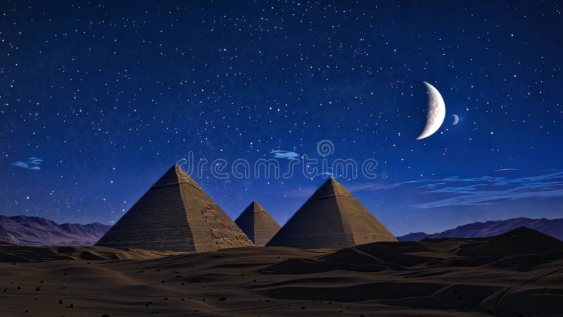 Explore the Stunning View of Iconic Pyramids Illuminated by a Serene ...