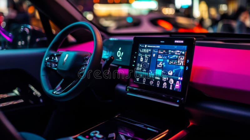 A Sleek and Modern Car Interior Showcased in Vibrant Lighting. the ...