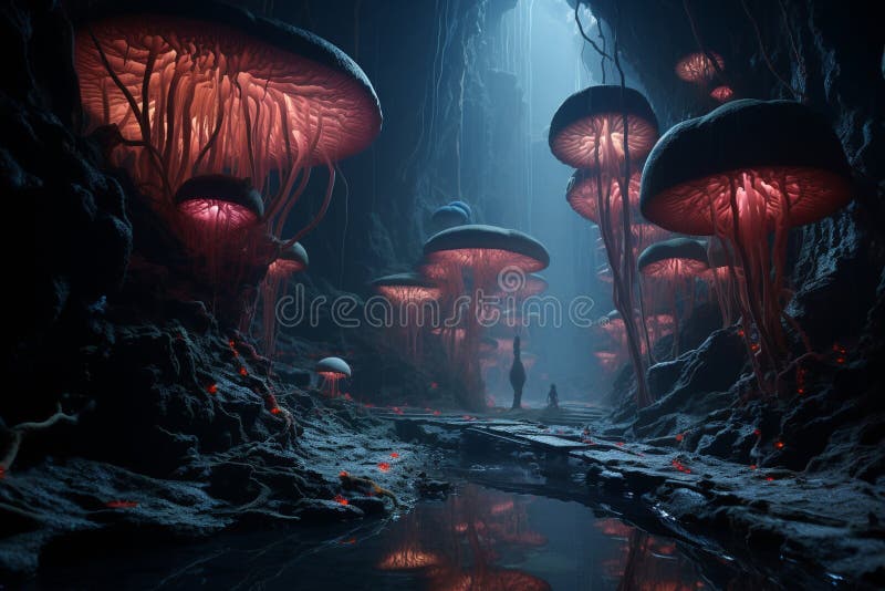 Explore a Subterranean World Where Stock Illustration - Illustration of ...