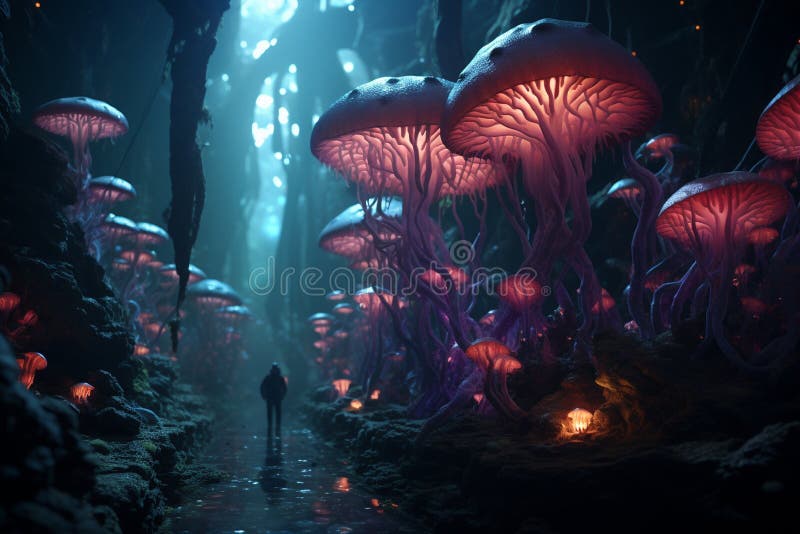 Explore a Subterranean World Where Stock Illustration - Illustration of ...