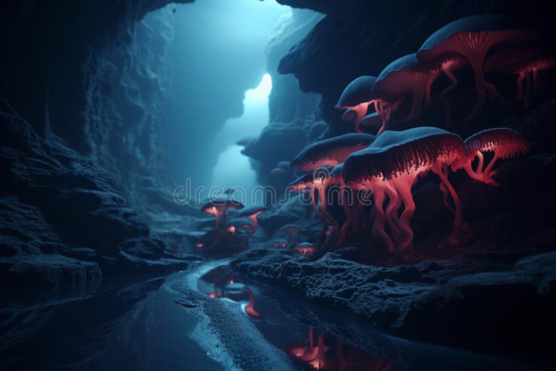 Explore a Subterranean World Where Stock Illustration - Illustration of ...