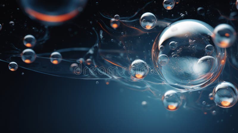 Cosmic Elixir: Liquid in Bubbles Floating in the Vast Expanse Stock ...