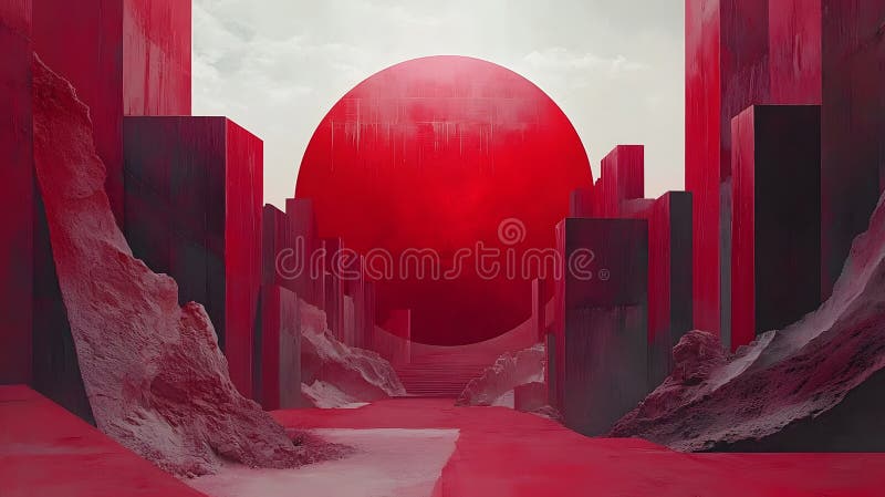 Explore the Surreal Landscape of a Fiery Red Horizon in an Abstract Art ...