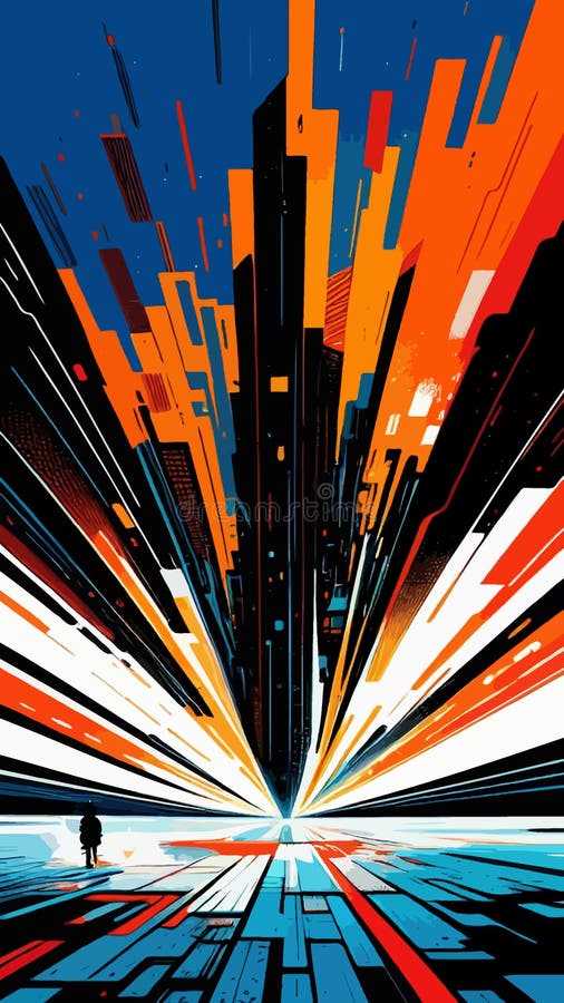 A Person Walking in the Glitch and Distortion Reality Cartoon Drawing ...