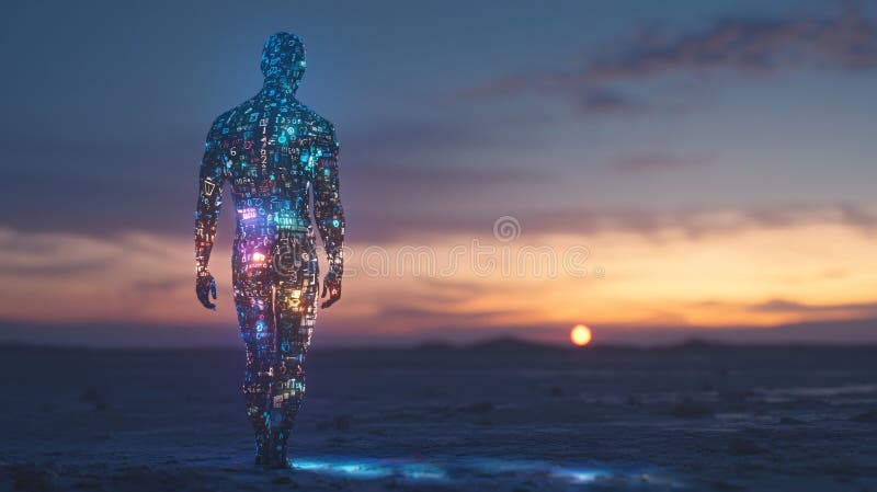 Explore the Surreal Transformation of a Human Figure into a Digital ...