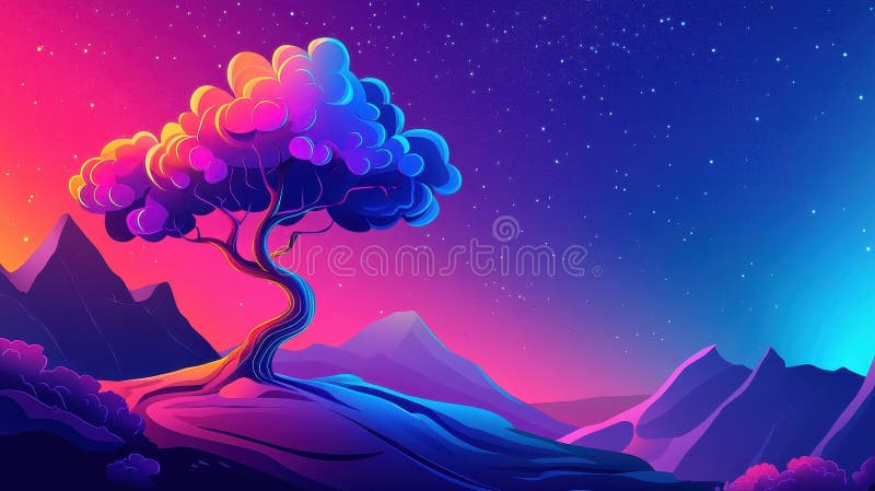 Explore a Surreal Tree with Glowing Branches, Merging Nature and ...