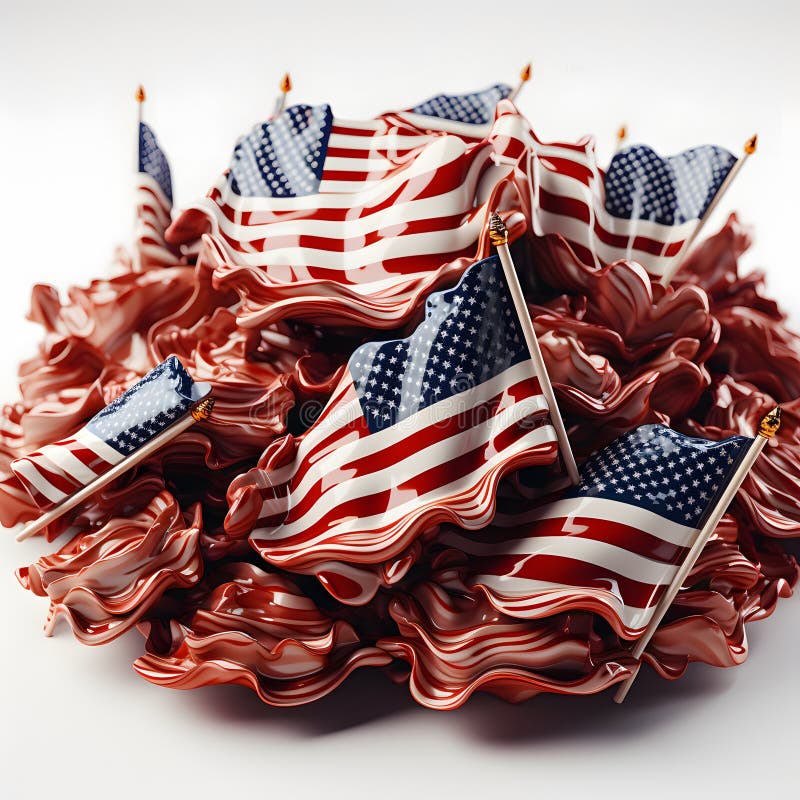 American Flags Stacks of Pins on White Background - 3D Render, 3D ...