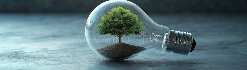 Explore the Synergy Light Bulb with a Green Tree Inside, Symbolizing ...
