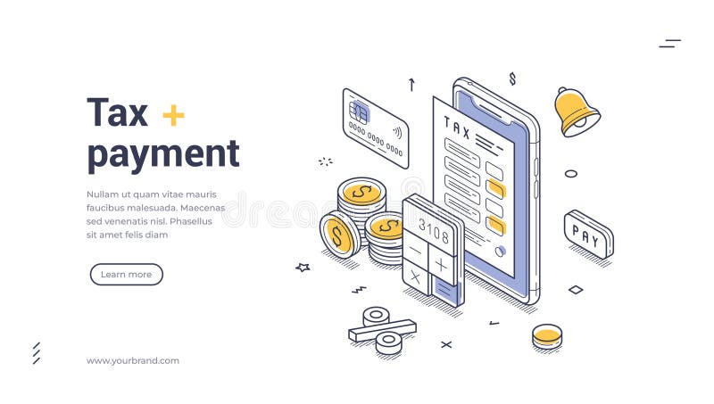 Explore Tax Payment Solutions with this Isometric Web Banner Template ...