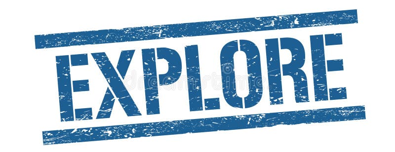 EXPLORE Text on Blue Vintage Lines Stamp Stock Illustration ...