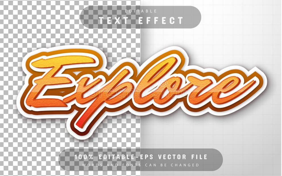 Explore Text Effect Editable Stock Vector - Illustration of brand, title: 256143488