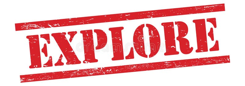 EXPLORE Text on Red Grungy Lines Stamp Stock Illustration ...