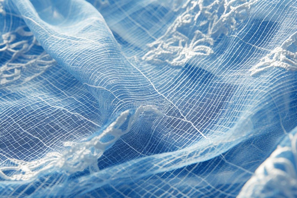 Explore the Texture of Blue Netting with Delicate White Adornments ...