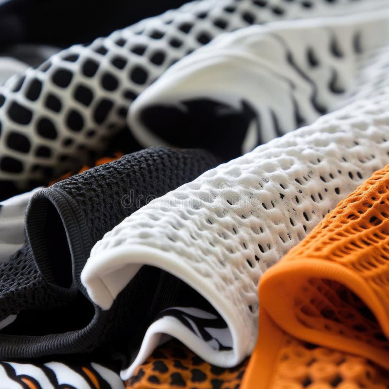 Explore Textured Fabrics, Close-Up of Mesh and Knit Materials Stock ...