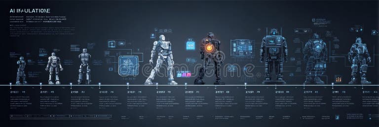 Explore the Timeline of AI Evolution Featuring Robot Icons and Machine ...