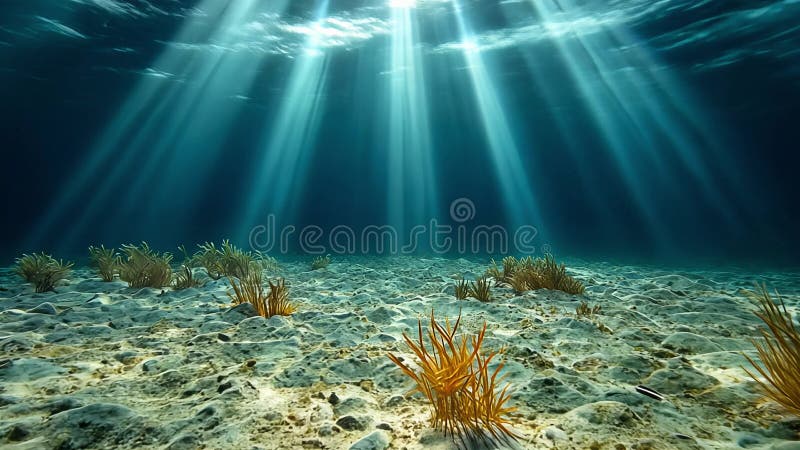Discover the Serene Underwater Landscape with Radiant Sunlight ...