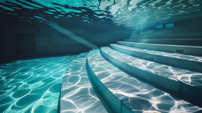 Underwater View of Steps in a Commercial Pool Setting Generative AI ...