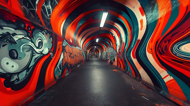 Tunnel of Mind-Bending Street Art Magic. Stock Illustration ...