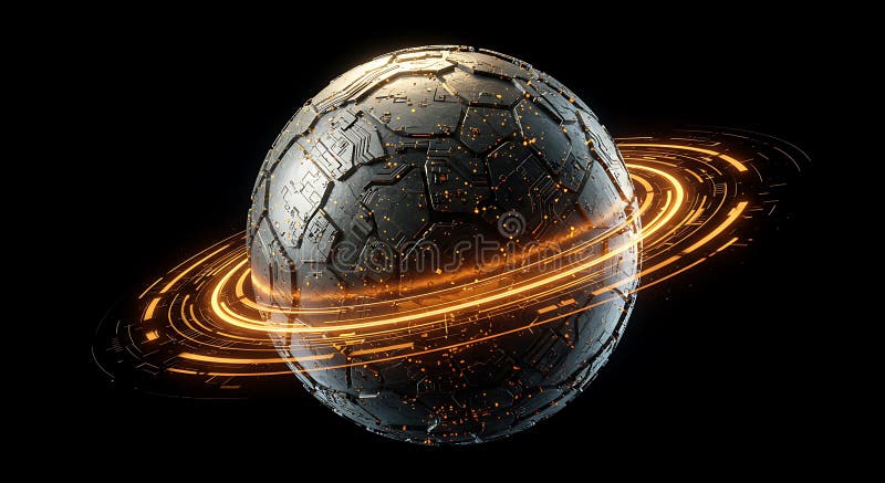 Explore the Unique Design of a Sci-fi Sphere with Glowing Rings Stock ...