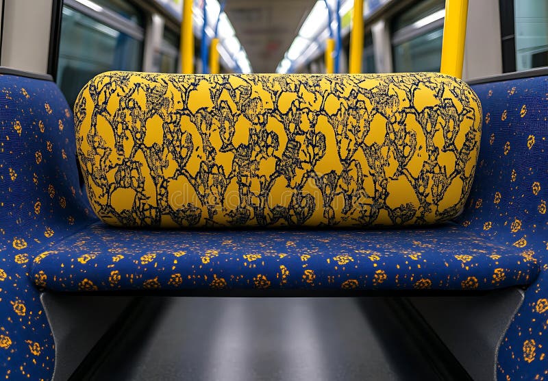 Empty Subway Train Interior with Unique Seat Design Stock Illustration ...