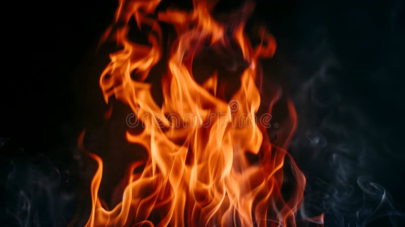 Blazing Fire Burns Against Black Background Stock Illustration ...