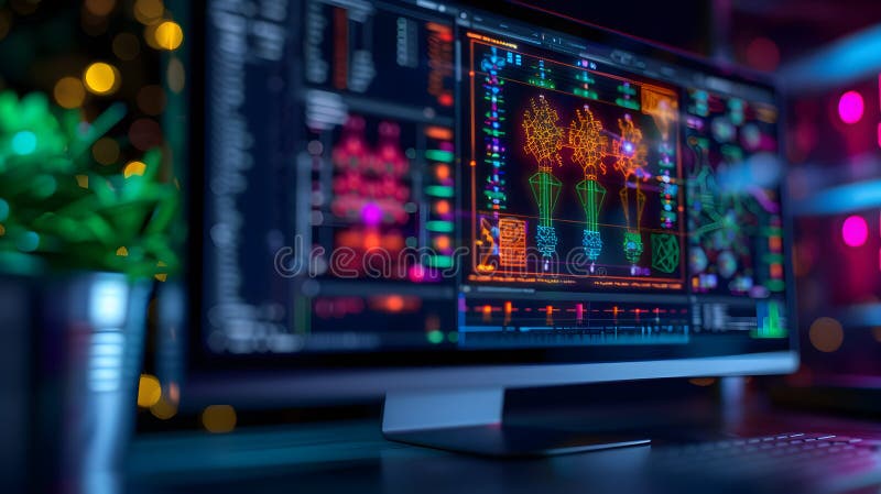 Computer Screen Displaying Modeling Software Stock Illustration ...