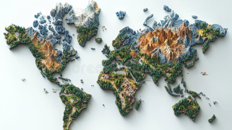 Explore a Unique World Map Showcasing Diverse Forest Types and Majestic ...