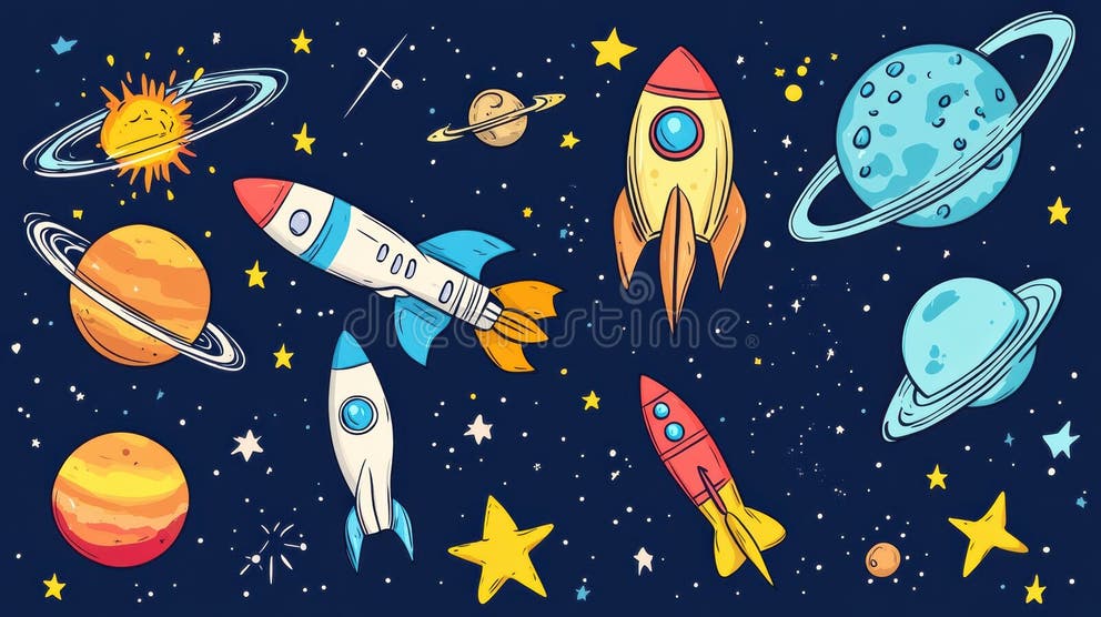 Explore the Universe with a Vibrant Space-themed Sticker Pack Featuring ...