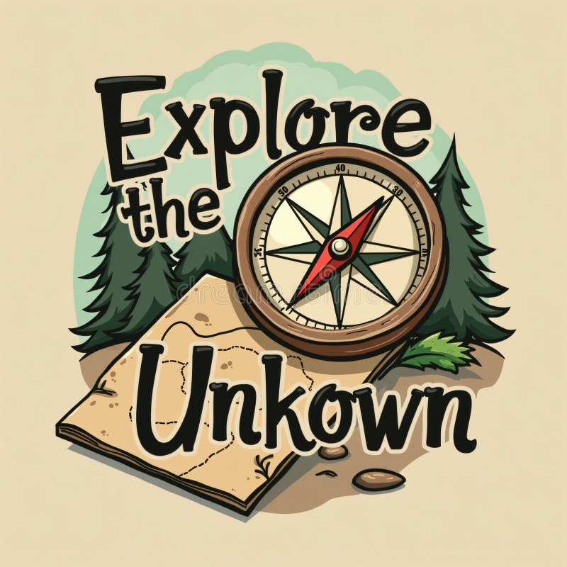 Explore the Unknown Compass Map T-shirt Design Stock Illustration ...