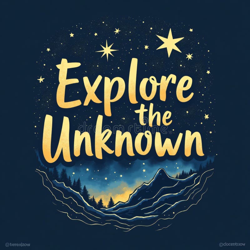 Explore the Unknown Night Sky Mountain Landscape Illustration Stock ...