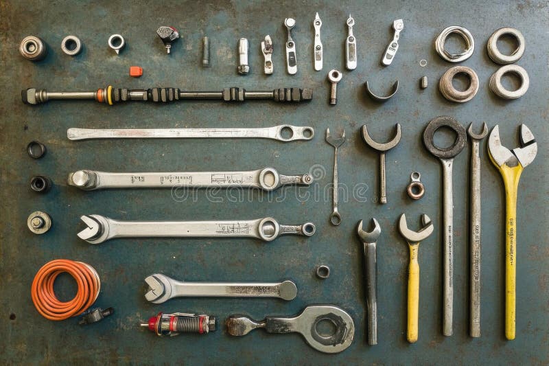 Explore Variety of Wrenches Placed on Table, with Tool Theme, and ...