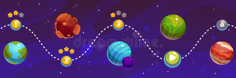 Explore Vector Fantastic Planets on this Game Map with Level ...