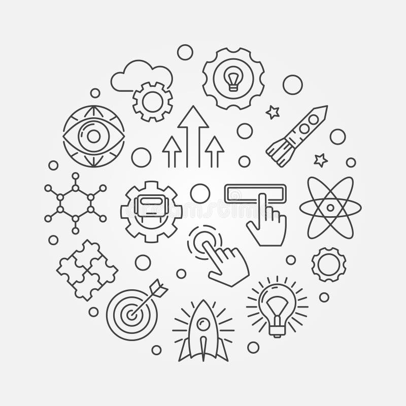 Explore Vector Round Illustration in Thin Line Style Stock Vector ...